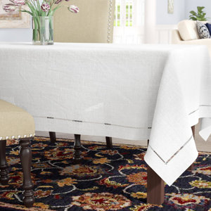 Latitude Run® Classic Hemstitch Pure Linen Tablecloth & Reviews | Wayfair
