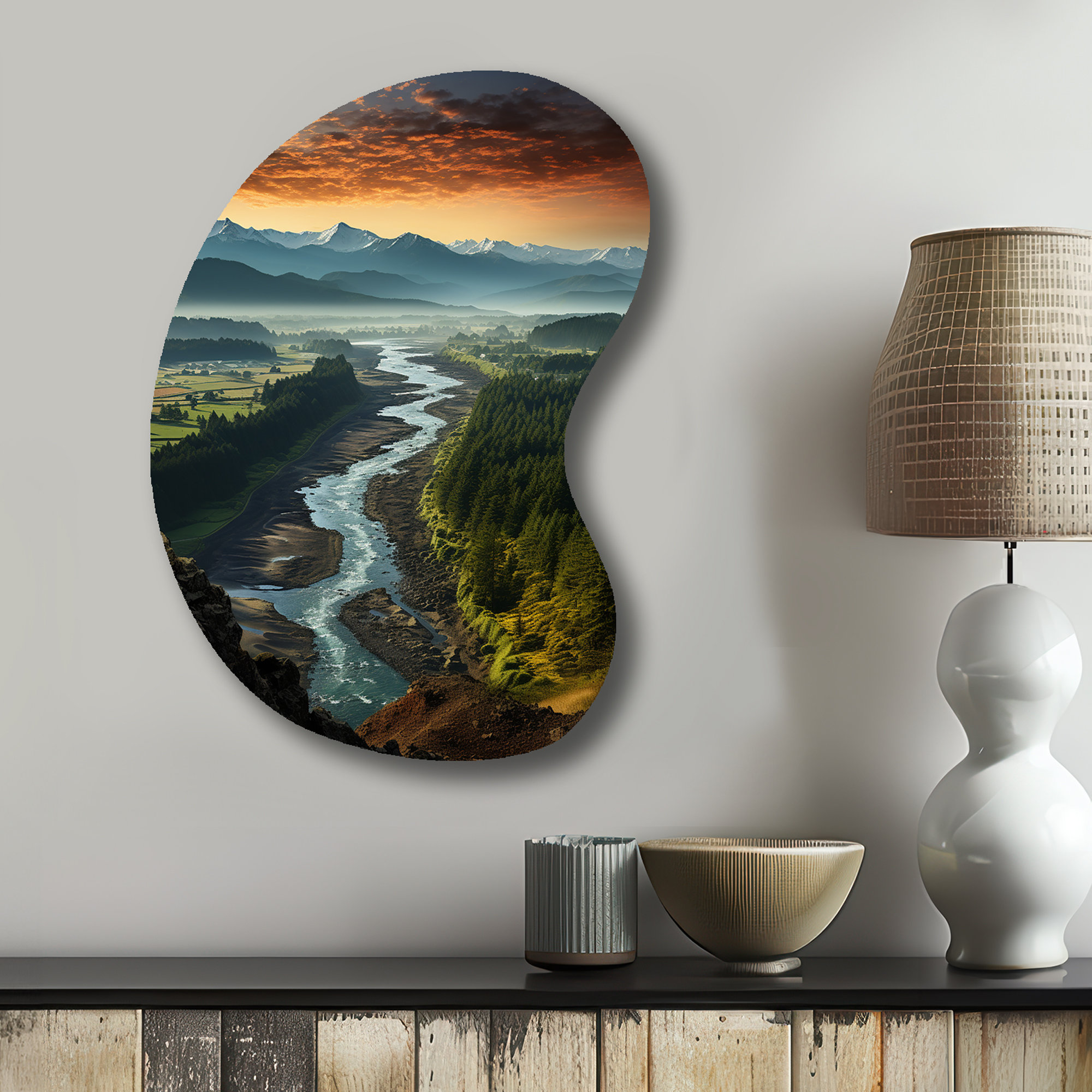 Design Art Oregon River Landscape III - Oregon Boom Shape Irregular ...