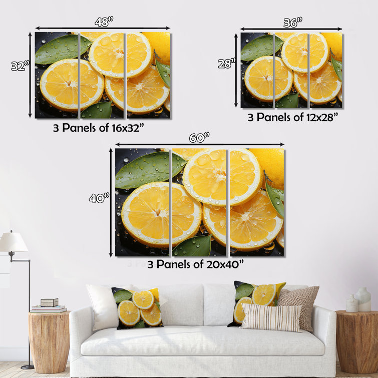 DesignArt Fruit Pucker Lemon Pointillism II - Food & Beverage Metal ...