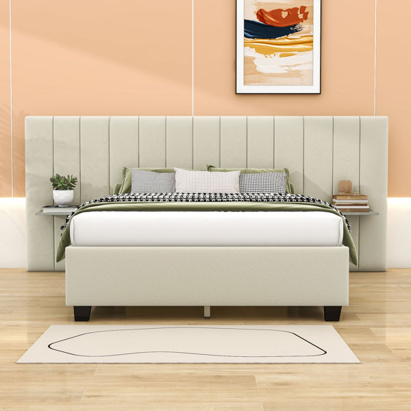 Latitude Run® Keathan Upholstered Platform Bed with Panel Headboard ...