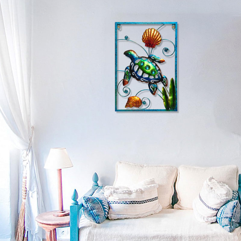 Breakwater Bay Metal Turtle Wall Art Decor 3D Metal Wall Sculpture ...