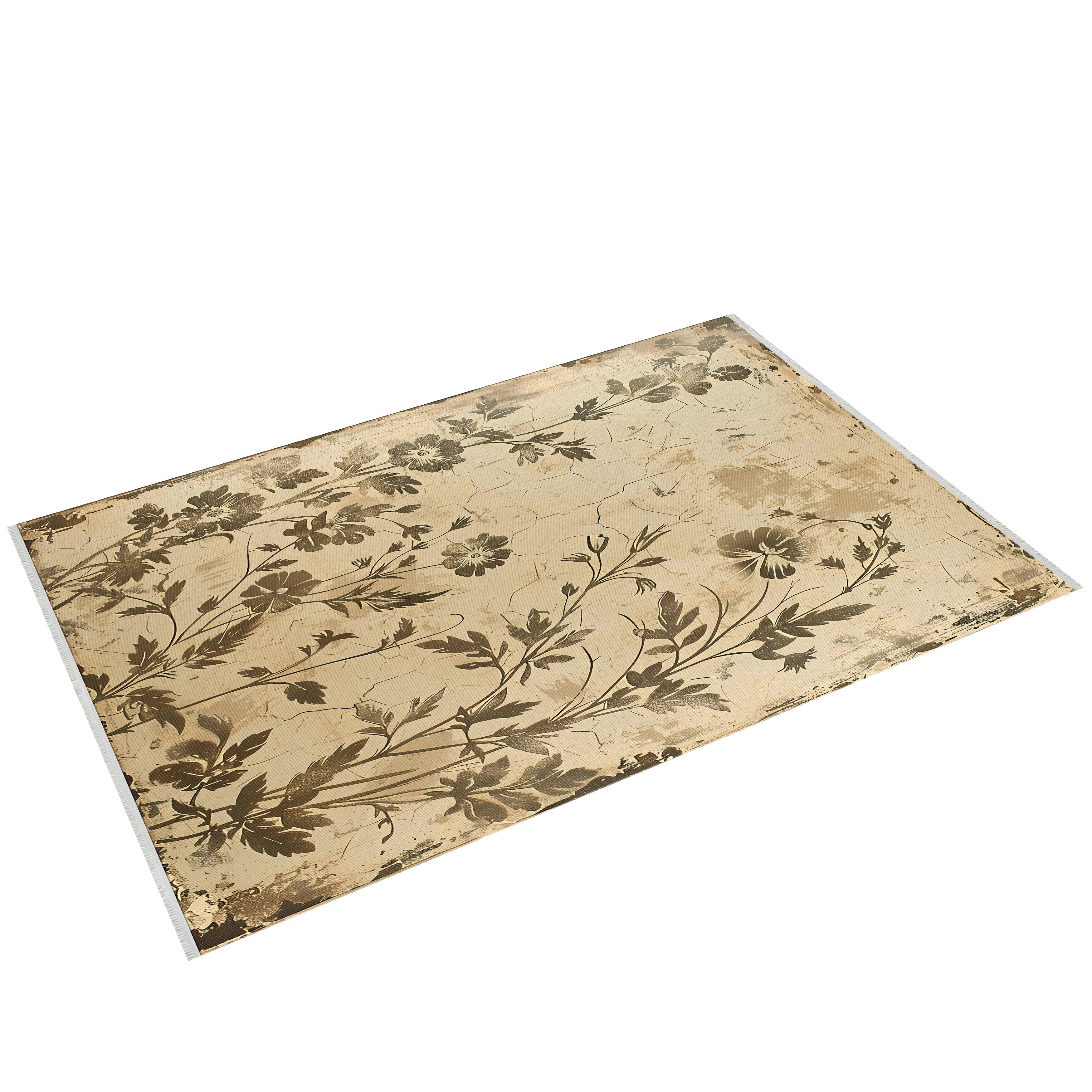 Red Barrel Studio® Antique Floral Rug - Beige And Brown - Vintage ...