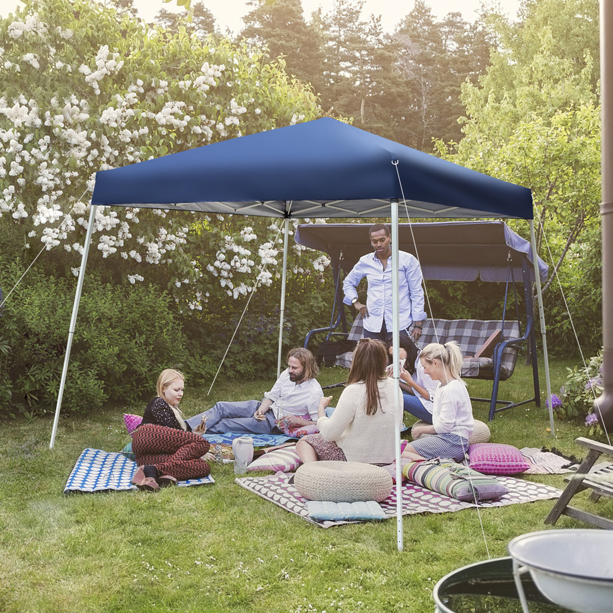 Ktaxon 8' Ft. W x 8' Ft. D Steel Pop-Up Slant Foot Canopy & Reviews ...