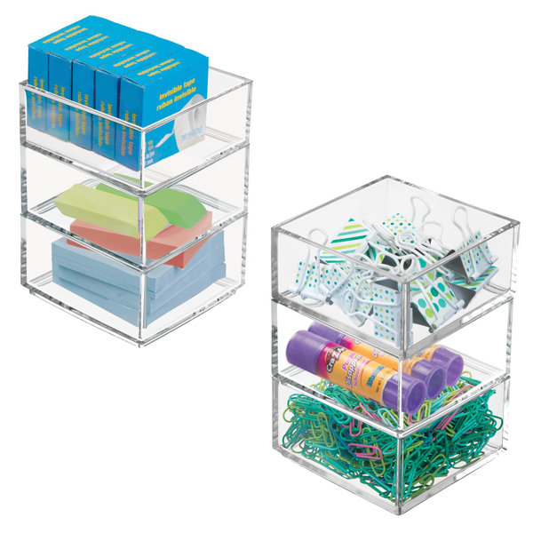 mDesign Plastic Square Desk Organizer for Office Desktop Drawers | Wayfair