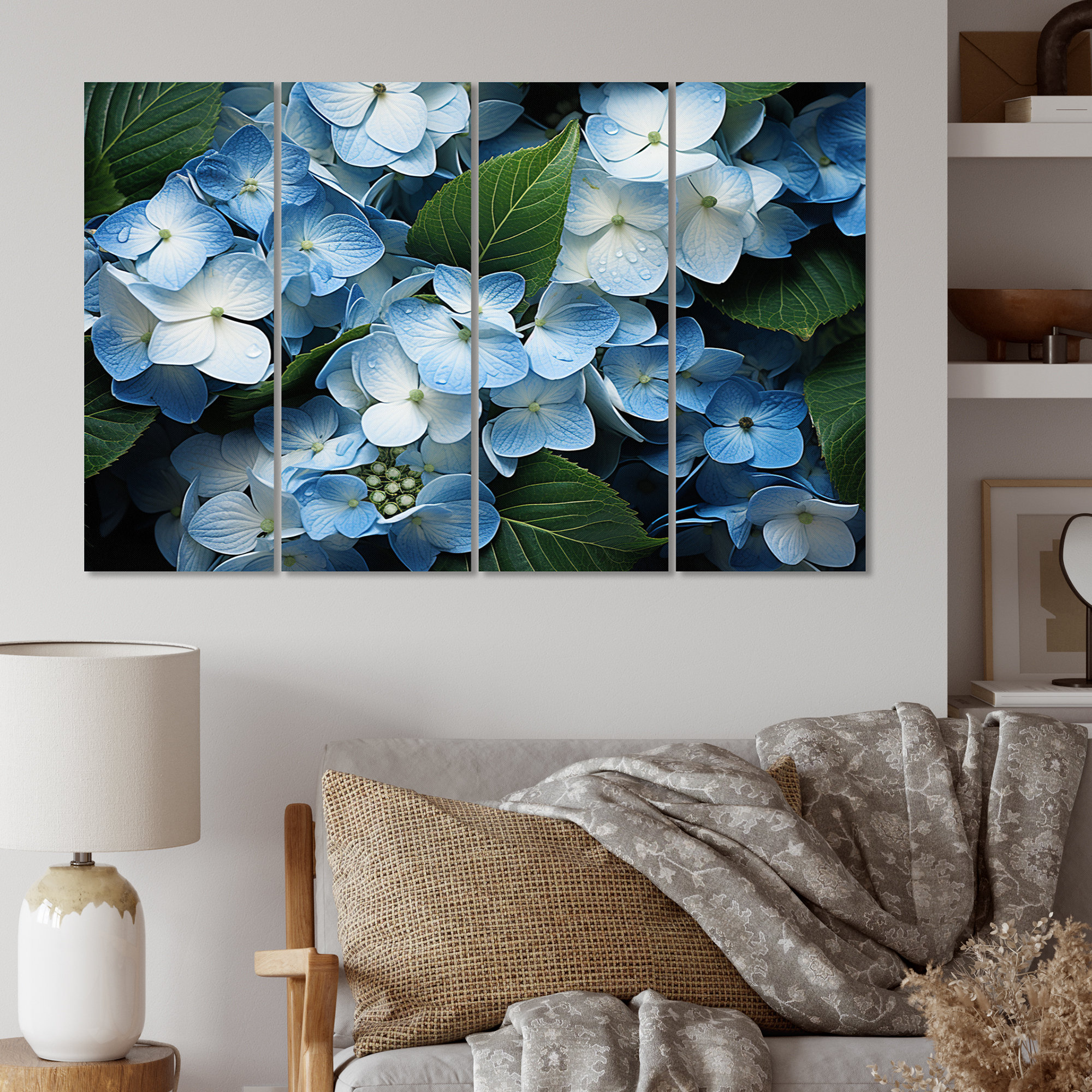 Ebern Designs Blue Hydrangea Field Aerial View - Floral Wall Art Prints ...