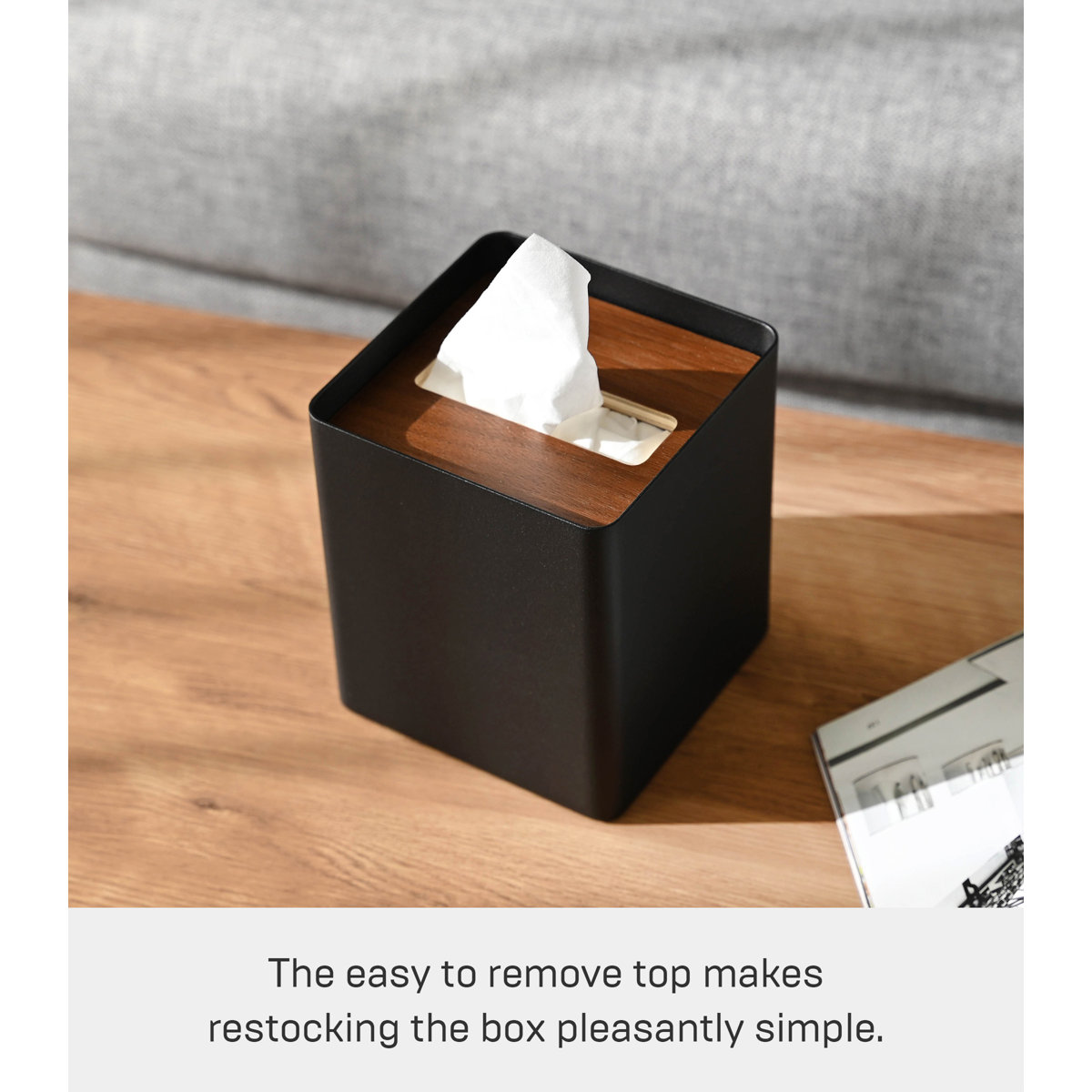 Yamazaki Home Square Reusable Tissue Box Cover Metal Container Case ...