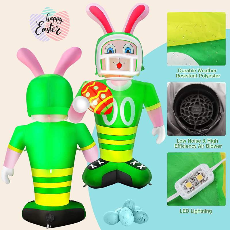 The Holiday Aisle® Rugby Rabbit Inflatable | Wayfair