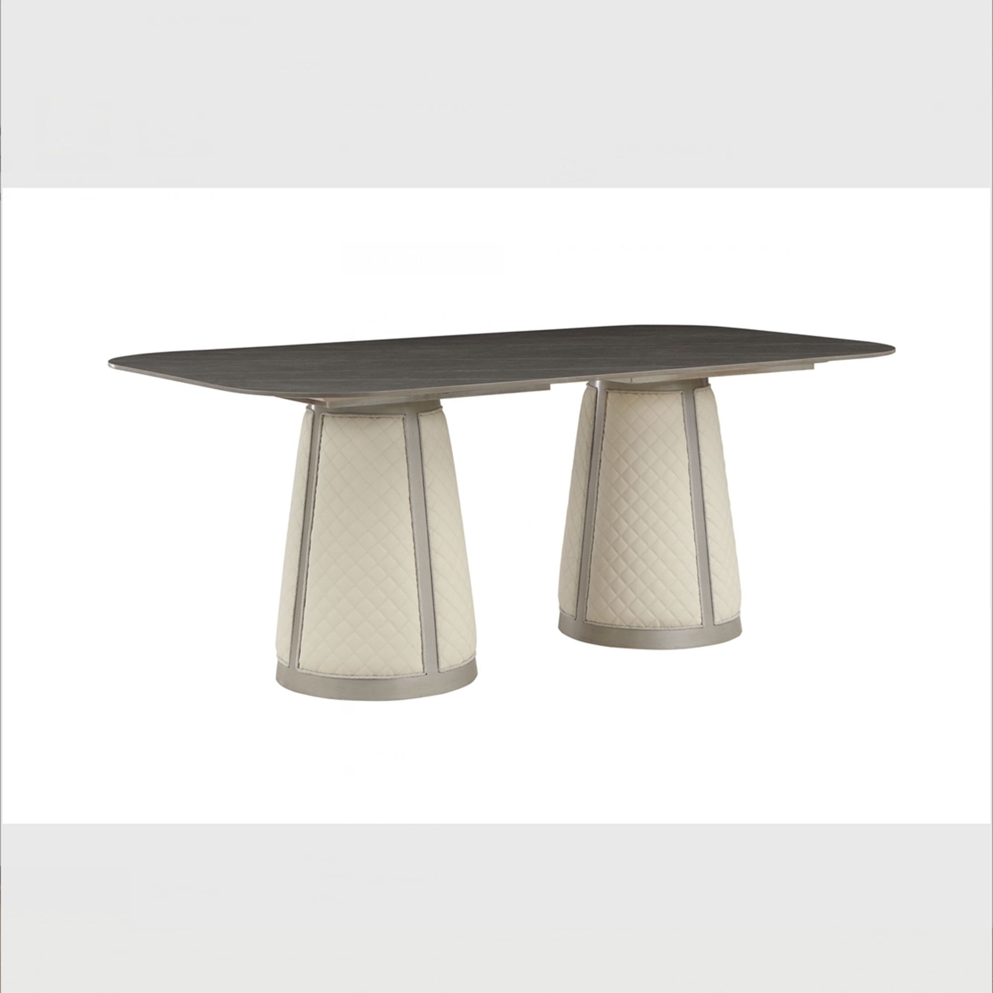 Orren Ellis Double Pedestal And Smooth Sintered Stone Dining Table ...