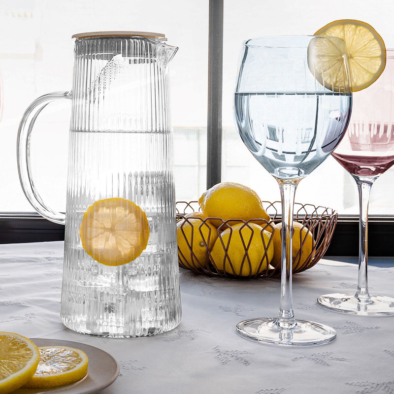 Mercer41 Stripe Tea/Water Jug With Strainer Lid 0.75L | Wayfair