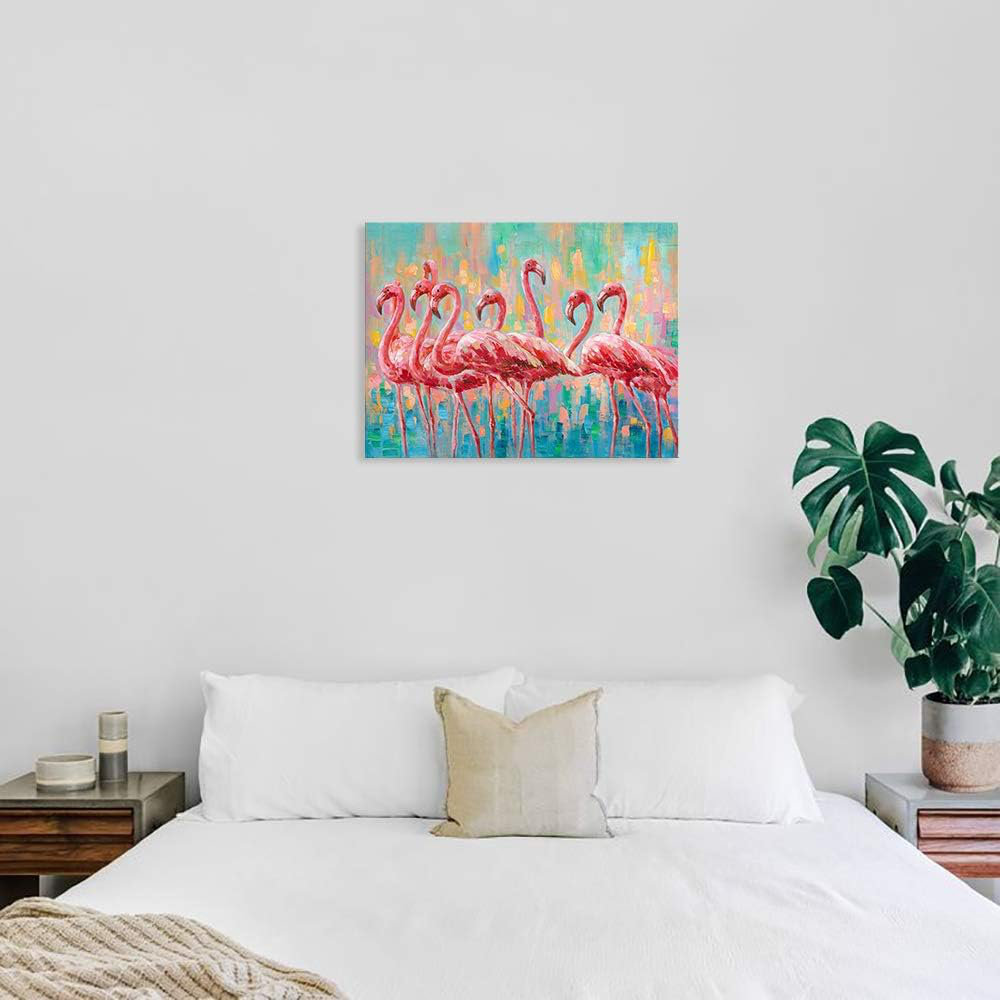 Bay Isle Home™ Flamingo Bedroom Wall Decor Painting: A Flock Of Pink ...