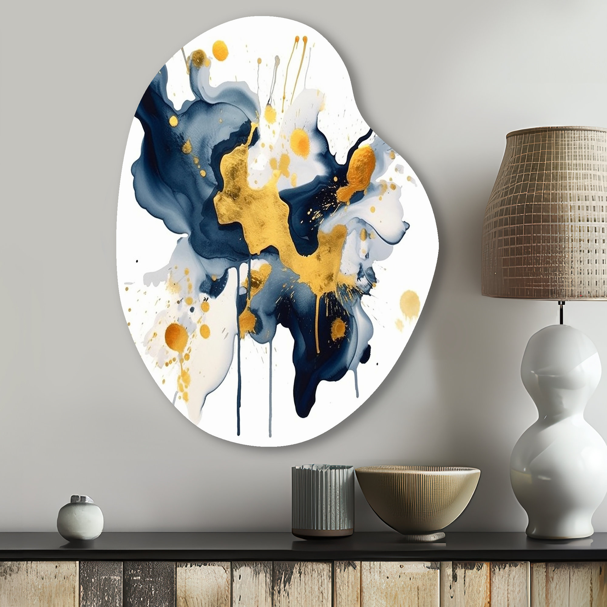Design Art Dark Blue and Gold Strokes XXII - Asymmetrical Fractals ...