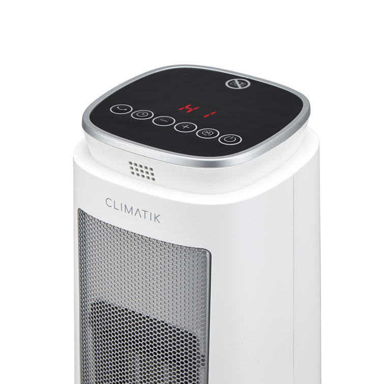 Climatik Oscillating White Tower Fan Heater, 2 Power Settings, LED ...