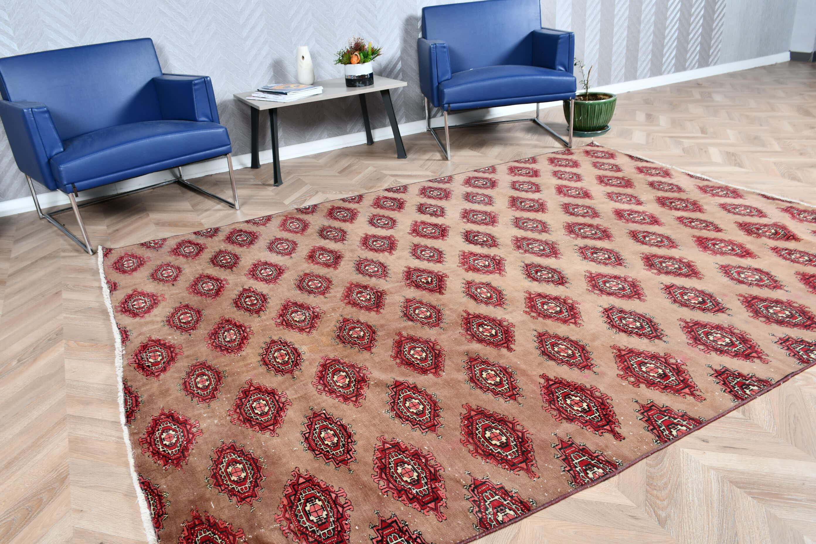 Bungalow Rose Large Vintage Turkish Nomadic Decorative Carpet in Brown ...