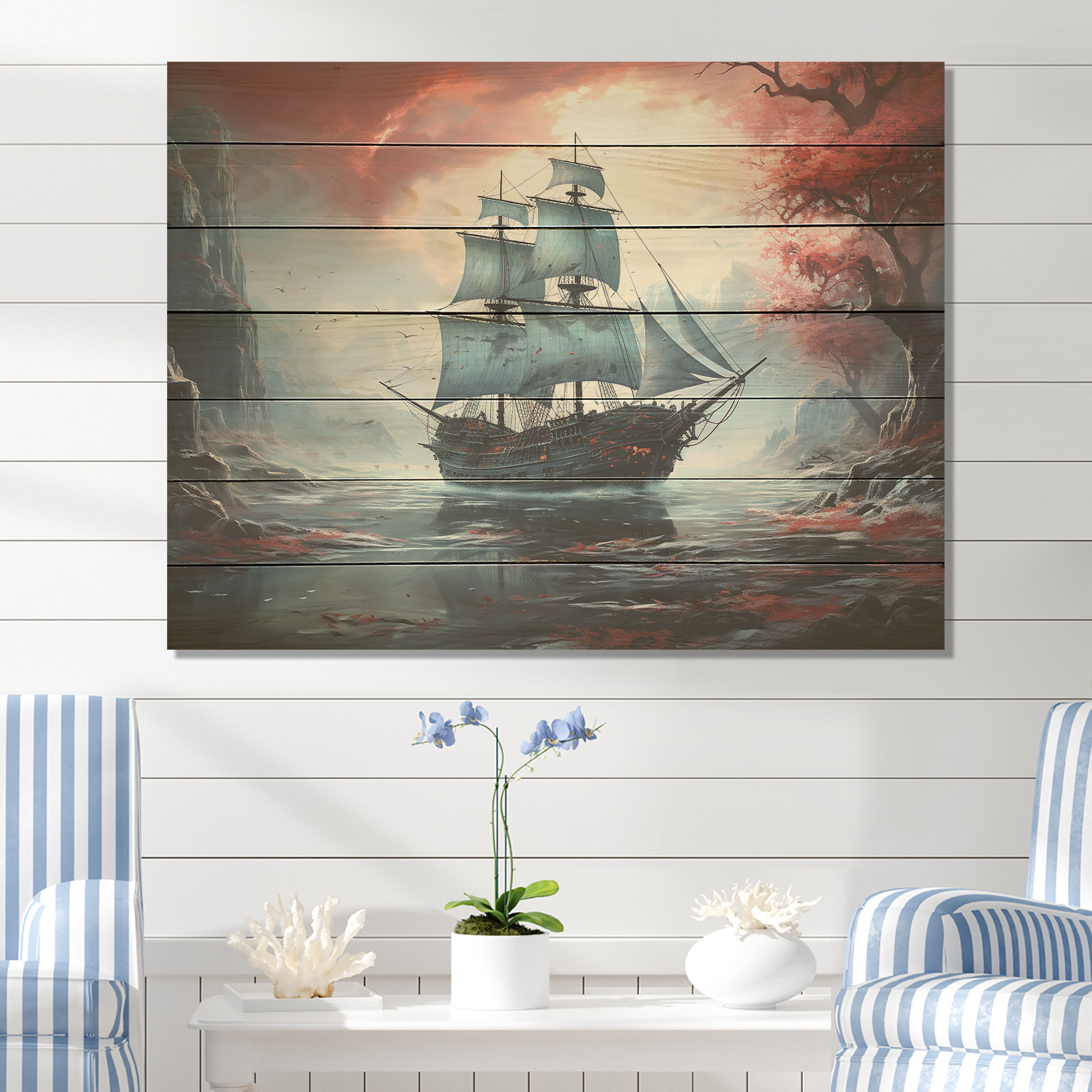 Breakwater Bay Pirate Shipwreck I - Pirate On Wood Print - Wayfair Canada