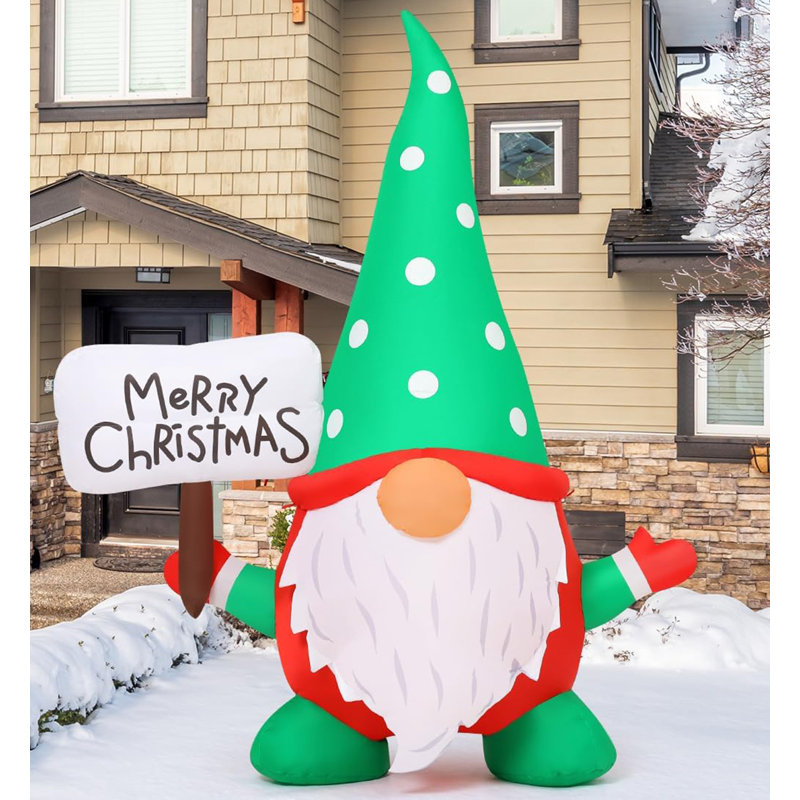 The Holiday Aisle® 6 FT Christmas Gnome Inflatables Outdoor Decorations ...