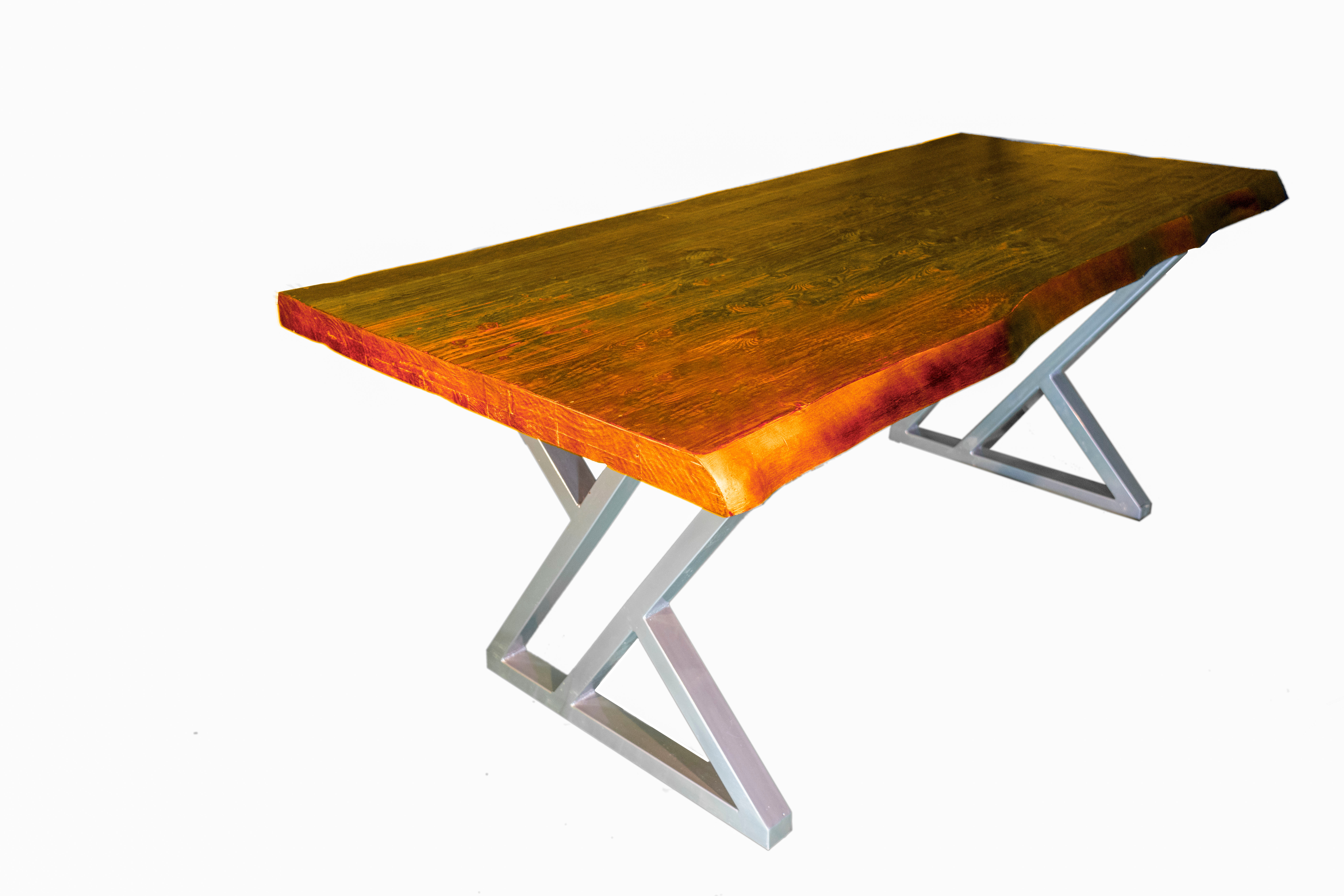RebirthPRO Table de travail en cèdre brun foncé avec base en argent ...