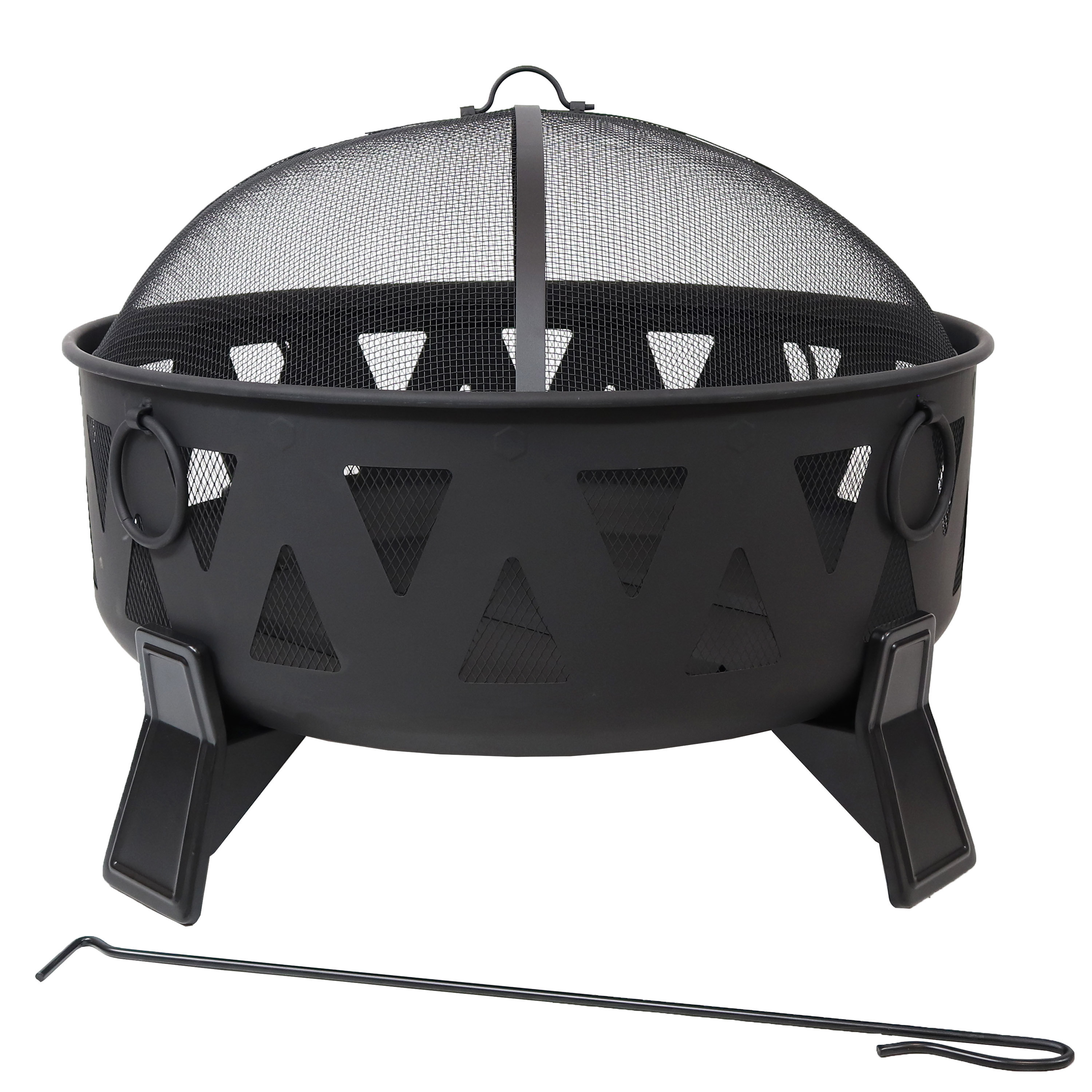 17 Stories 24" H x 34" W Steel Wood Buring Outdoor Fire Pit with Lid ...