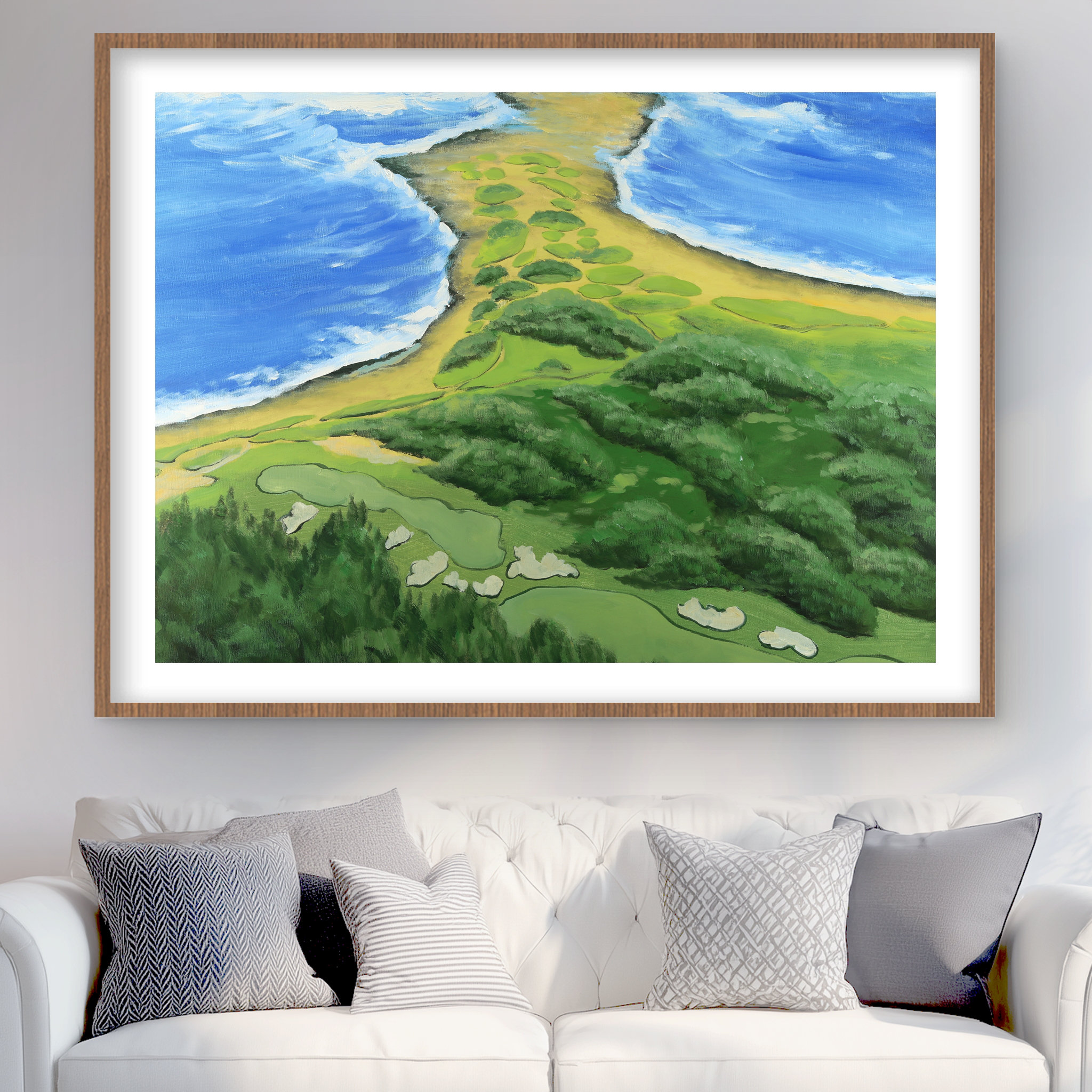 Lark Manor™ Golf Course on the Coast - Blue Trees Framed Matted Print ...