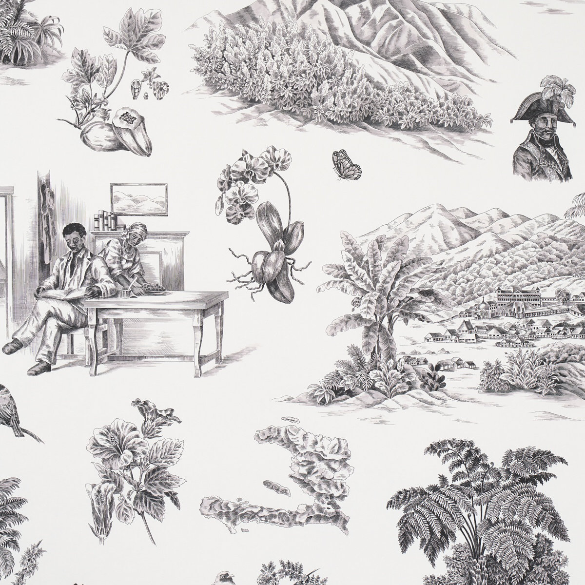Schumacher x Victor Glemaud Toussaint Toile Wallpaper | Perigold