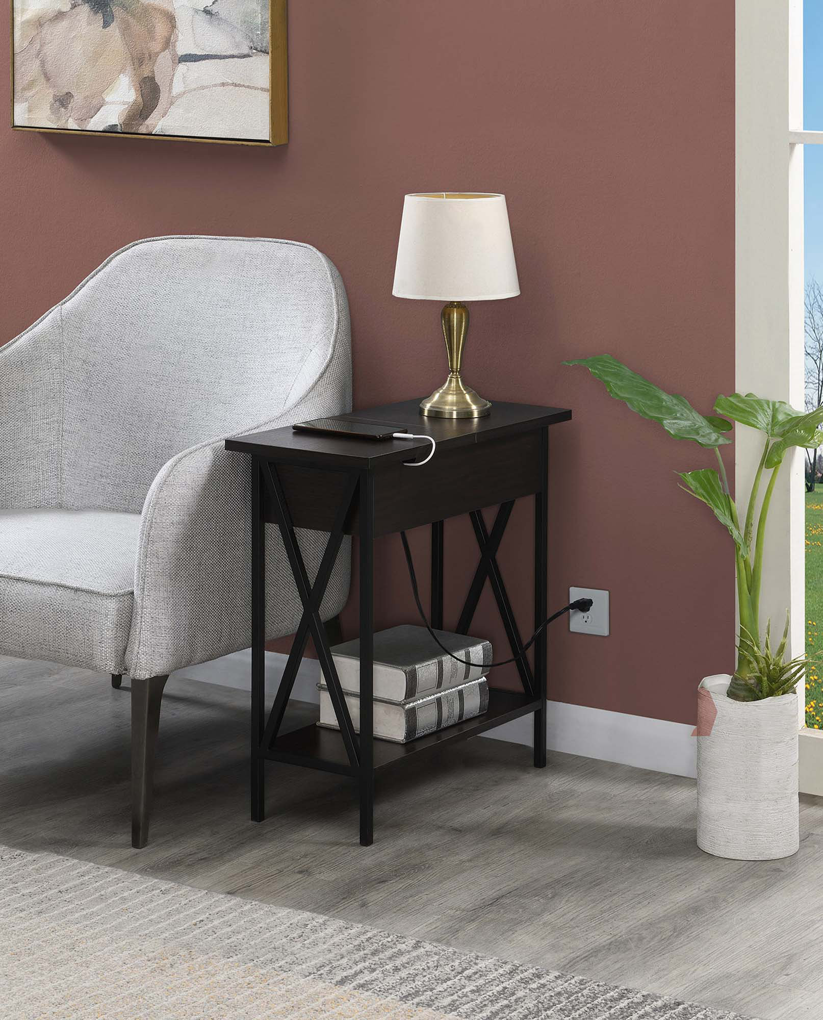 Lark Manor Ariyana End Table with Built-In Outlets and USB Ports ...