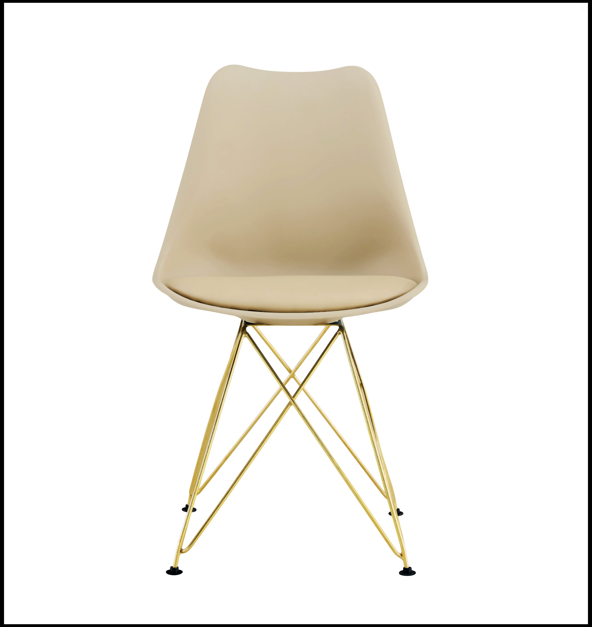 Mercer41 Modern Dining Chairs With Shell Lounge Plastic Seat And Golden ...