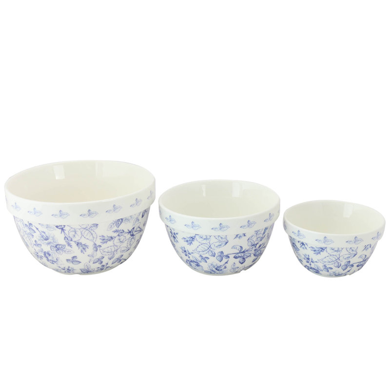 Grace's Tea Ware Pantry Size Nested 3 Piece Porcelain Mixing Bowl Set ...