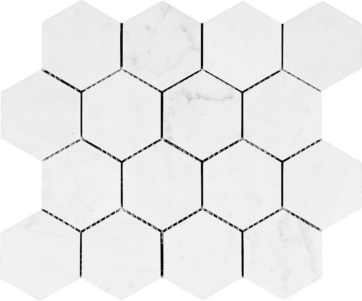 Belluno Designs Bianco Carrara 3" x 3" Marble Honeycomb Mosaic Wall ...