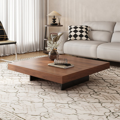 jessica Black Walnut High-end Simple Square Coffee Table Solid Wood Top ...