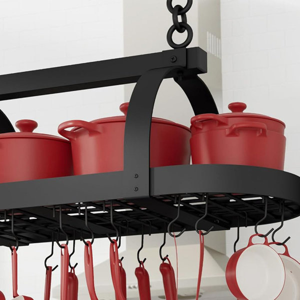 Prep & Savour 48 Inch Large Hanging Pot Rack, Heavy Duty Oval Pot and ...