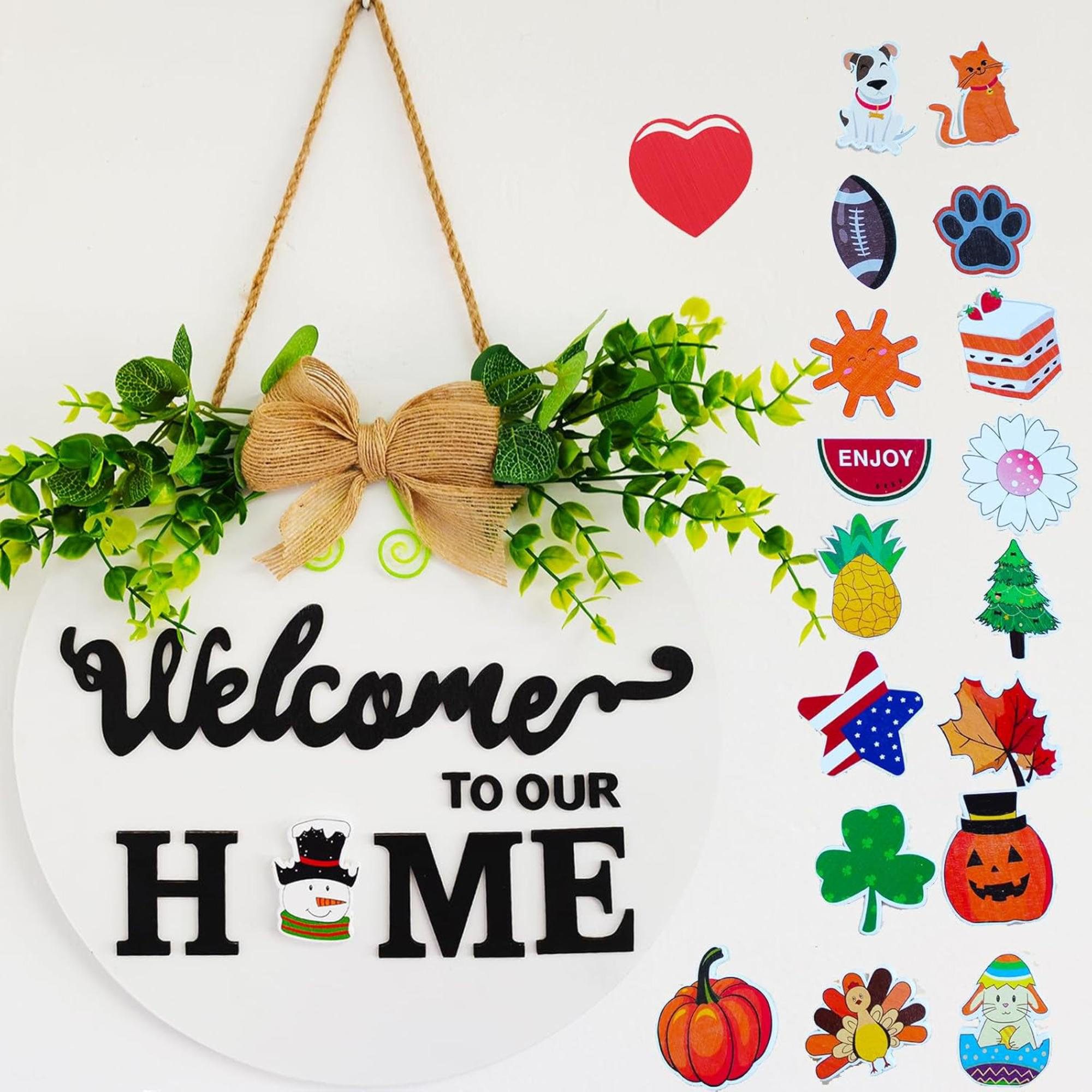 Ophelia & Co. 19 Cute Icons Interchangeable Seasonal Welcome Sign Front ...