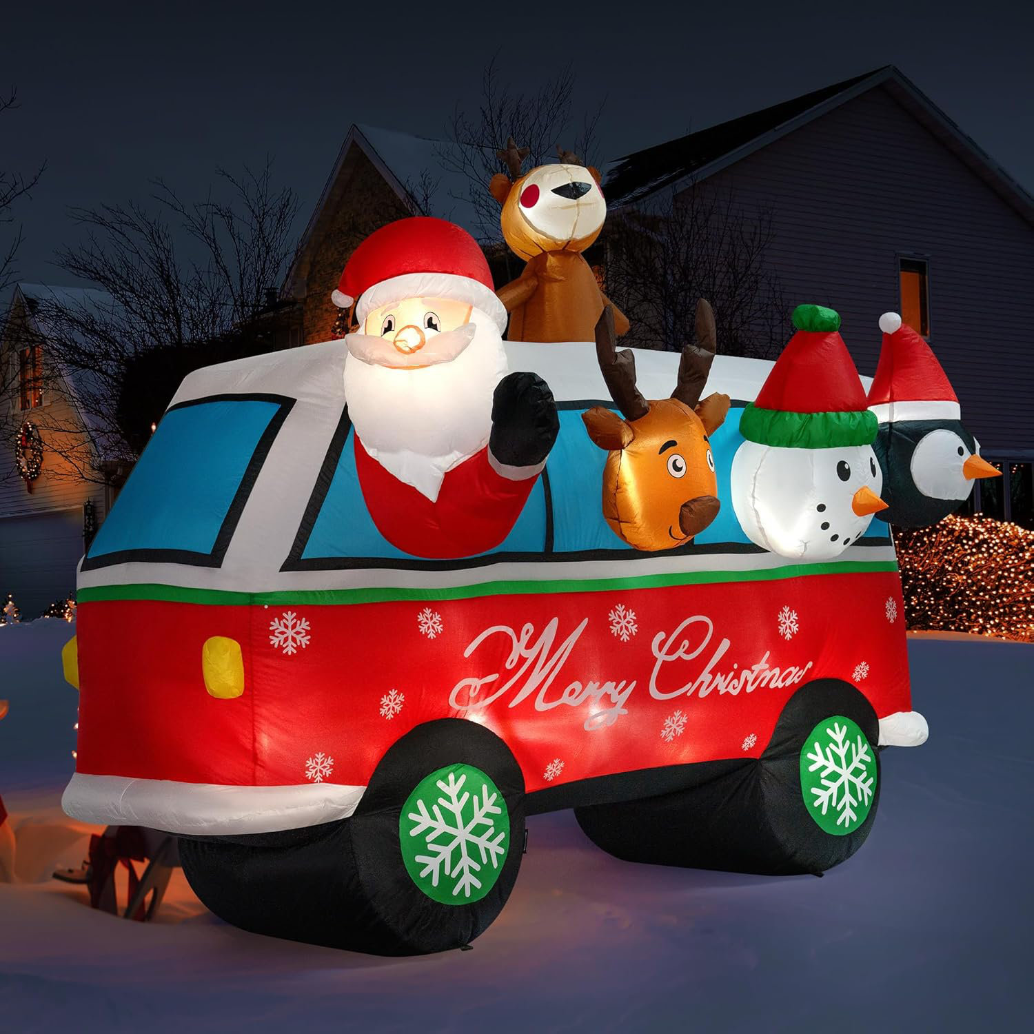 The Holiday Aisle® Emila Led Lighted Inflatable Christmas Car Squad ...
