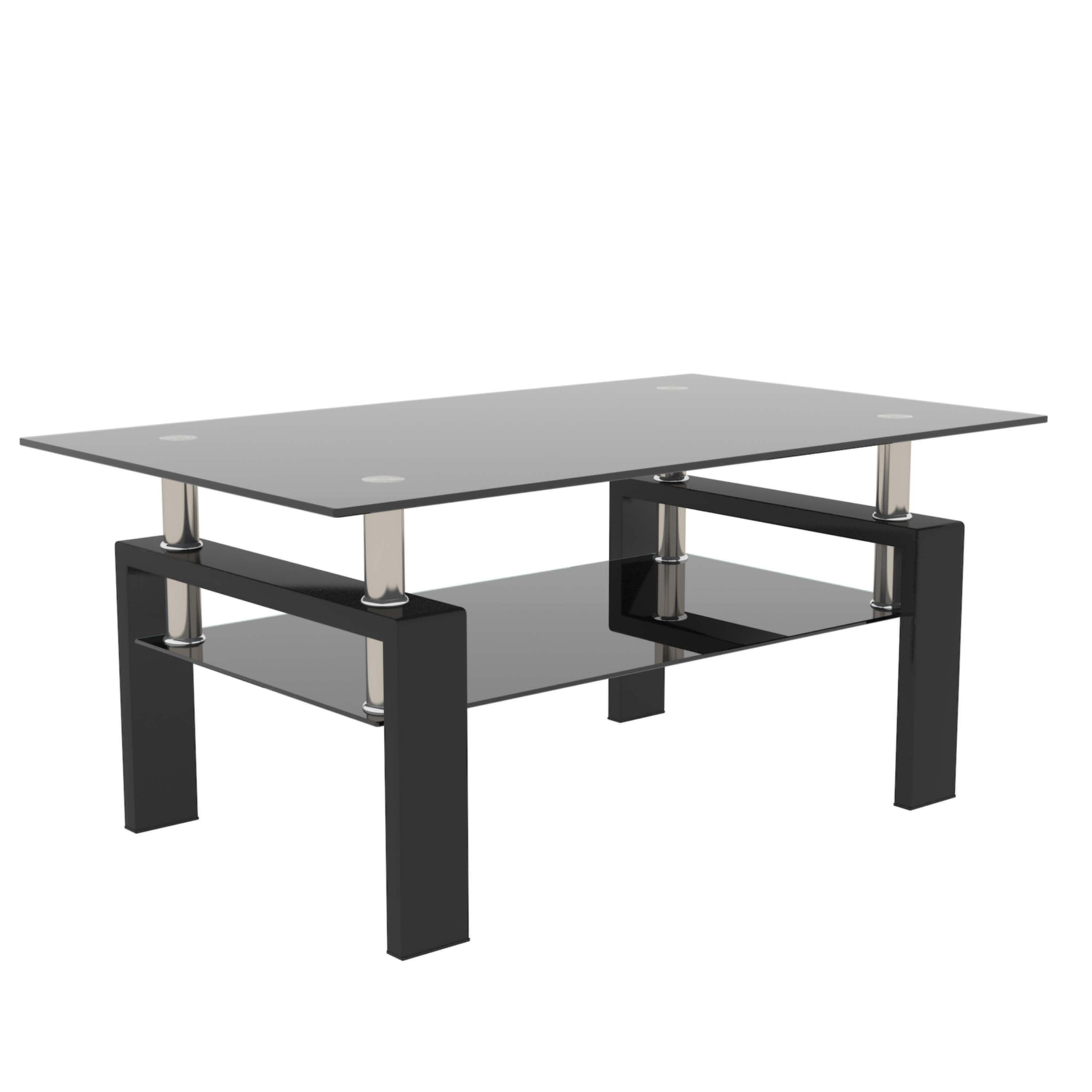 Wrought Studio™ Rectangle Black Glass Coffee Table, Clear Coffee Table ...
