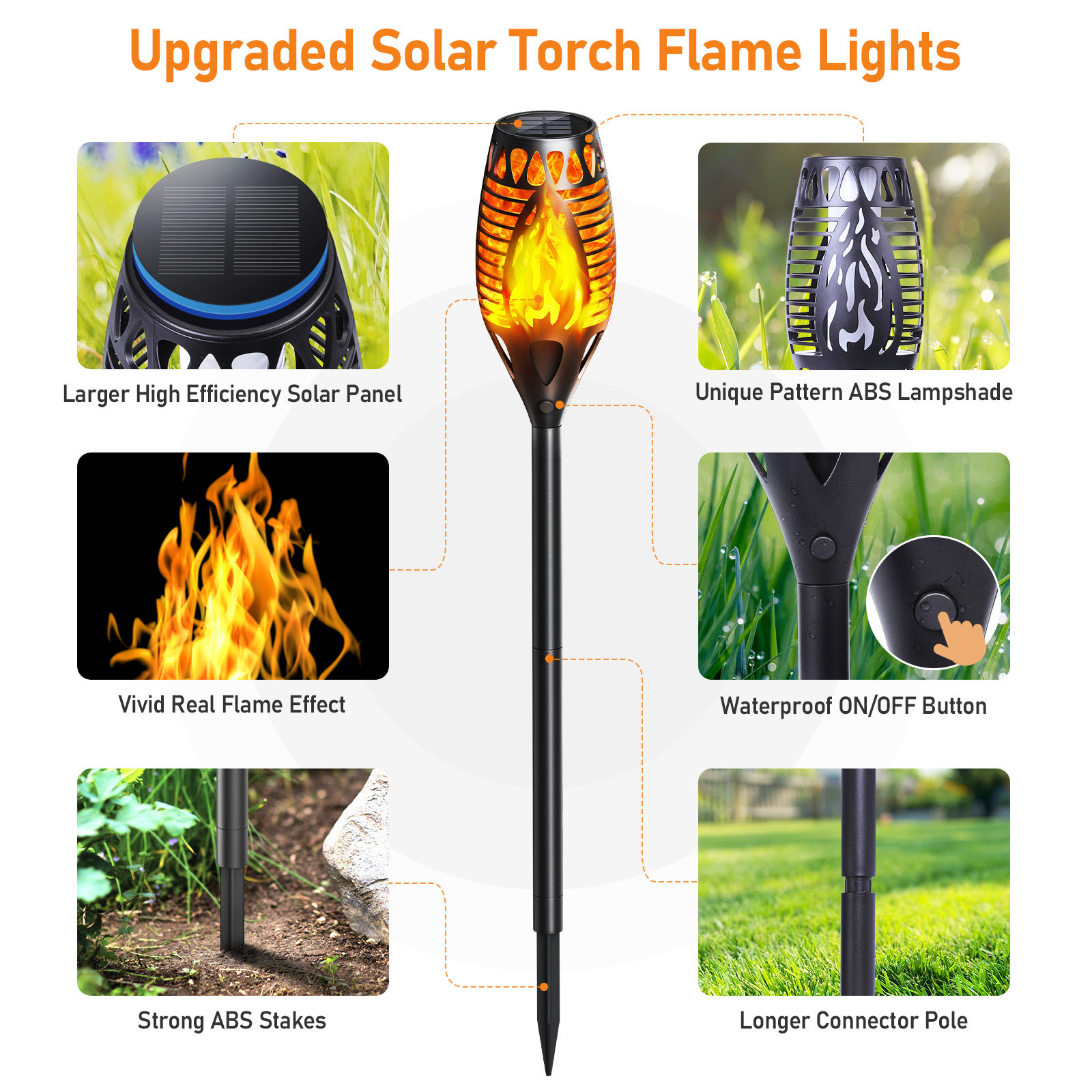 WdtPro Solar Lights Outdoor Garden, 4 Pack Bigger Solar Garden Lights ...