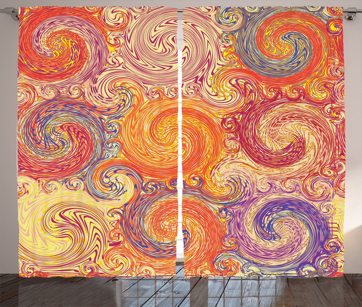 East Urban Home Grunge Abstract Semi-Sheer Rod Pocket Curtain Panels ...