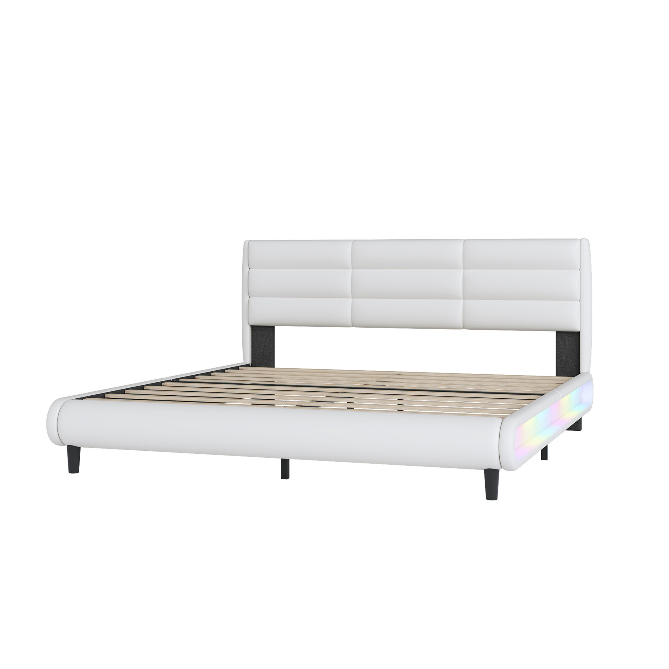 17 Stories Upholstered Platform Bed with LED Strips | Wayfair