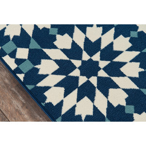 Wrought Studio™ Imogene Geometric Navy Area Rug & Reviews | Wayfair
