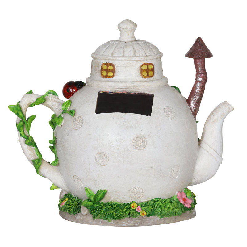 Exhart Solar Teapot House with Kitchen Scene Garden Statue, 6 by 9 ...