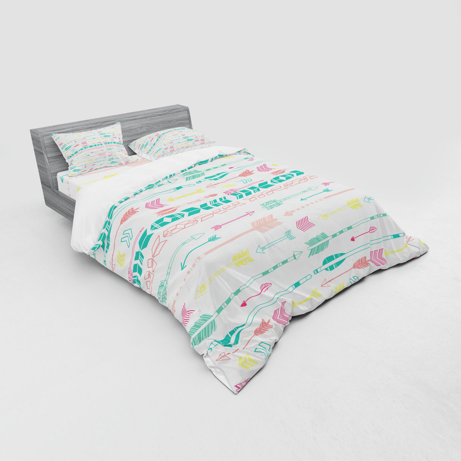 Ambesonne Doodle Bedding Set, Pastel Coloured Bohemian Traditional Art ...