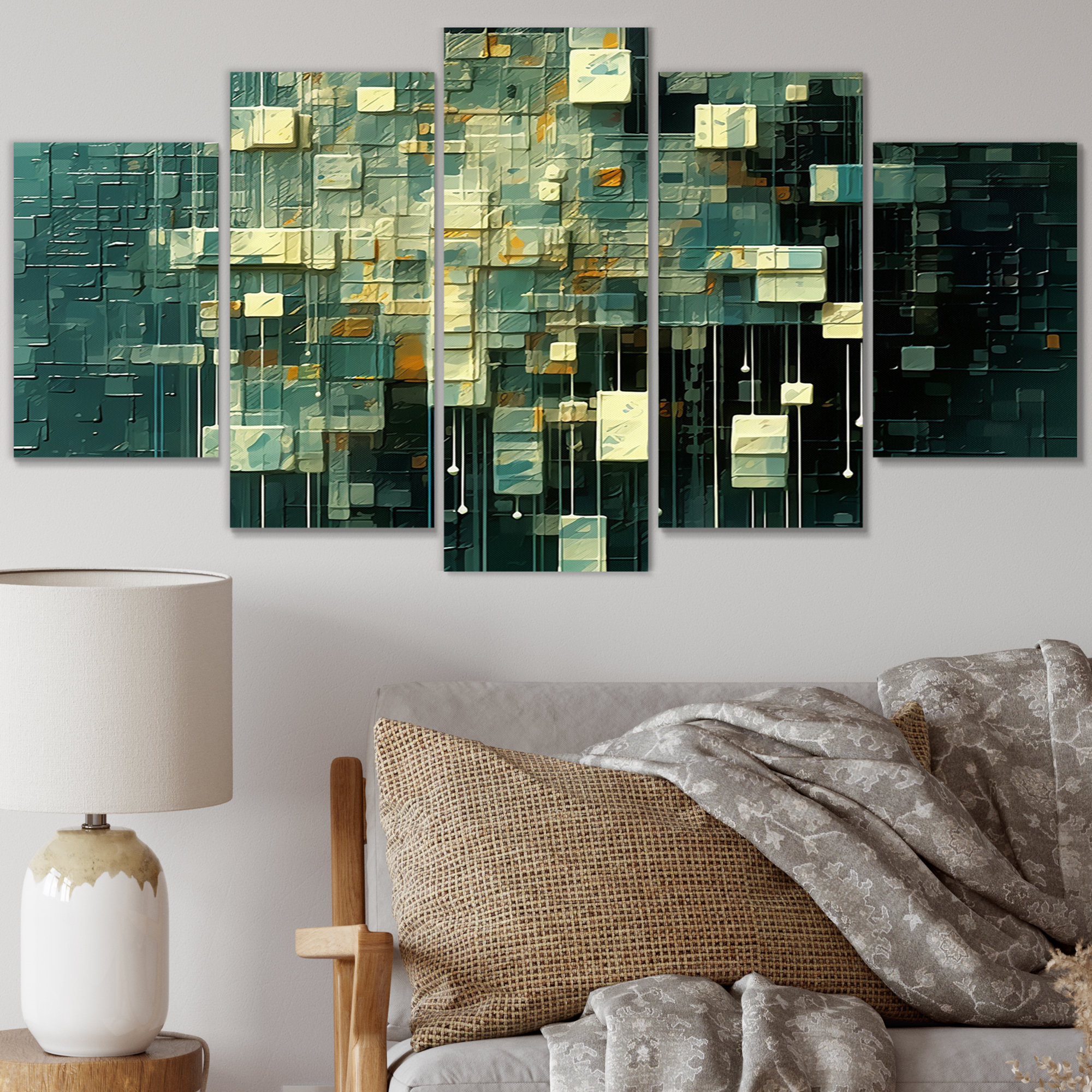 Ivy Bronx Continuation And Departure Retro Gold And Teal I - Abstract ...
