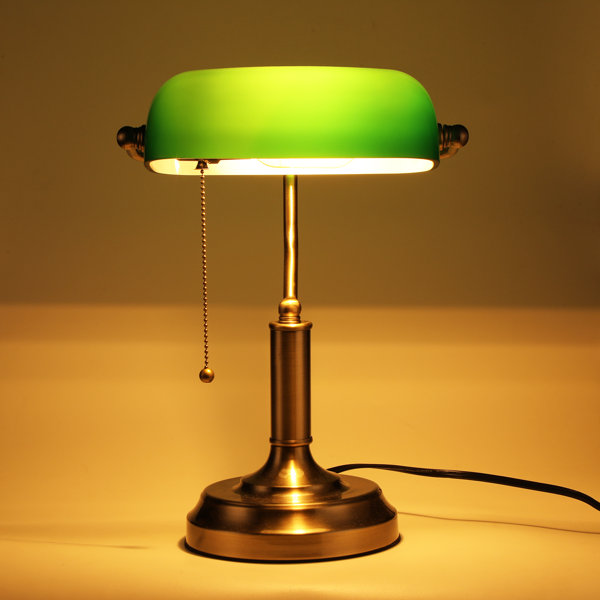 Charlton Home® Bankers Desk Lamp with Pull Chain Switch Plug in Fixture ...