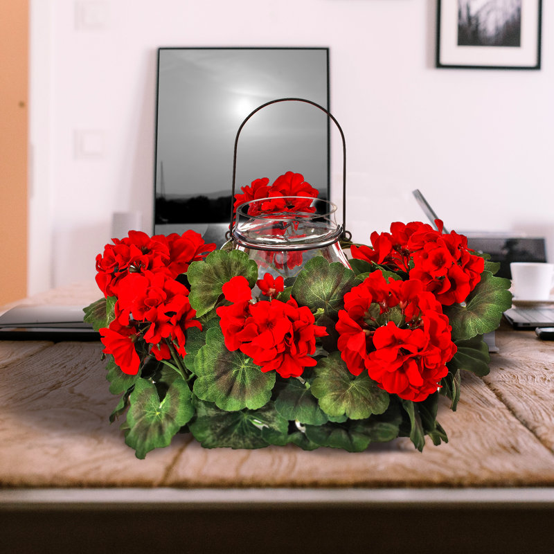 House of Hampton® Mature Geranium Floral Arrangement in Jar | Wayfair