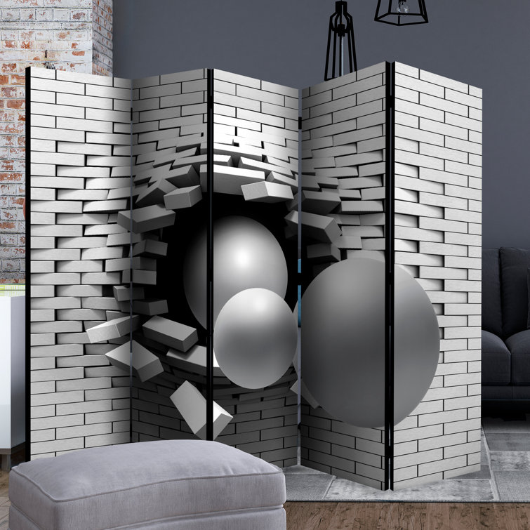 Ebern Designs Edgecliff 225cm W x 172cm H 5 - Panel Solid Wood Folding ...