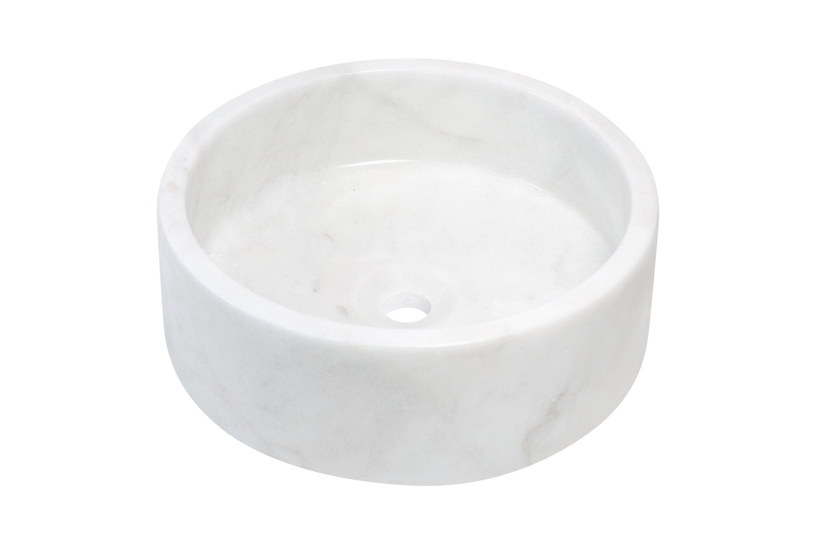 Laguna Marble Ordu White Stone Handmade Circular Vessel Bathroom Sink ...