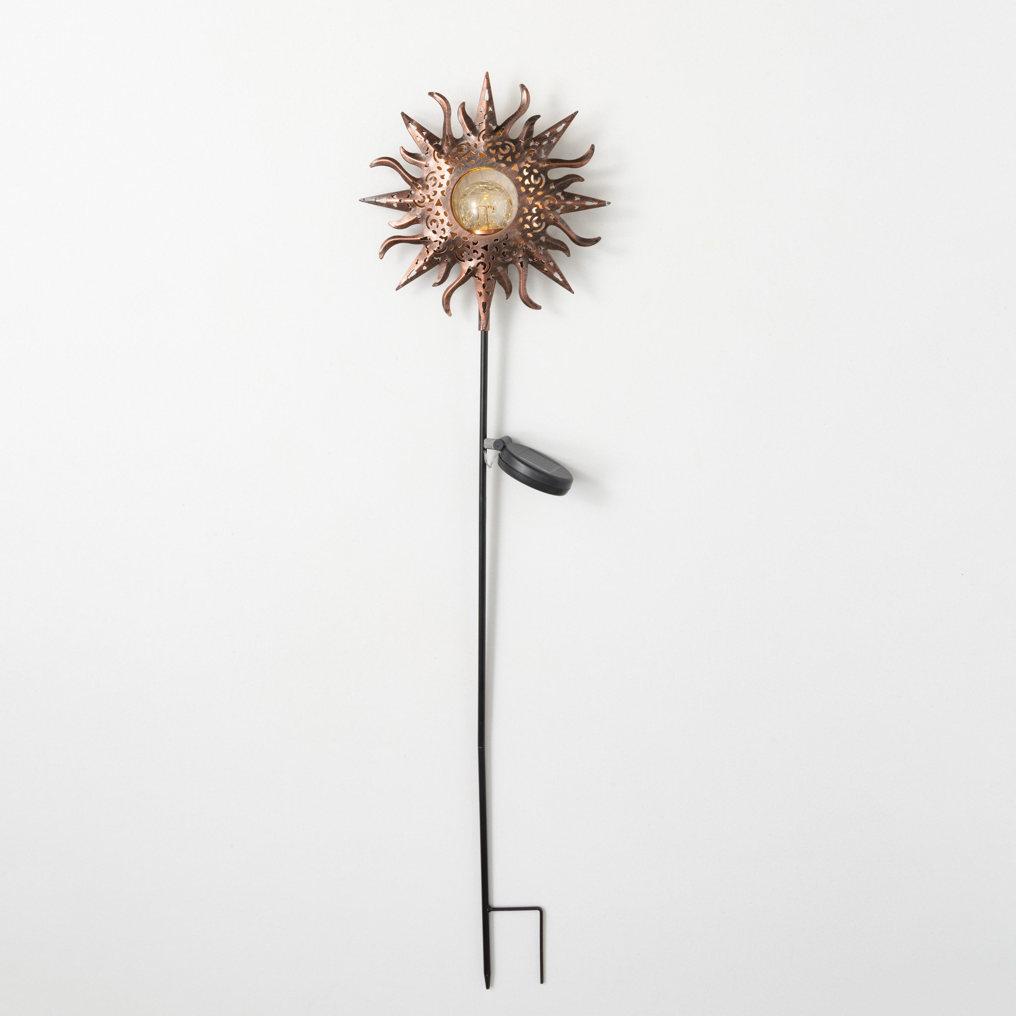 Clover Lane Copper/Black Solar Powered Metal Pathway Light | Wayfair