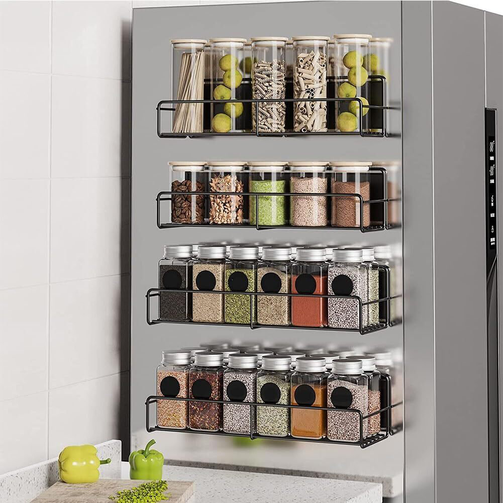 Ebern Designs Magnetic Black Spice Rack with Shelves | Wayfair