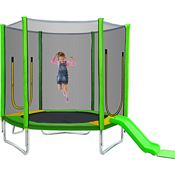 wendeway 7FT Trampoline For Kids With Safety Enclosure Net, Slide And ...