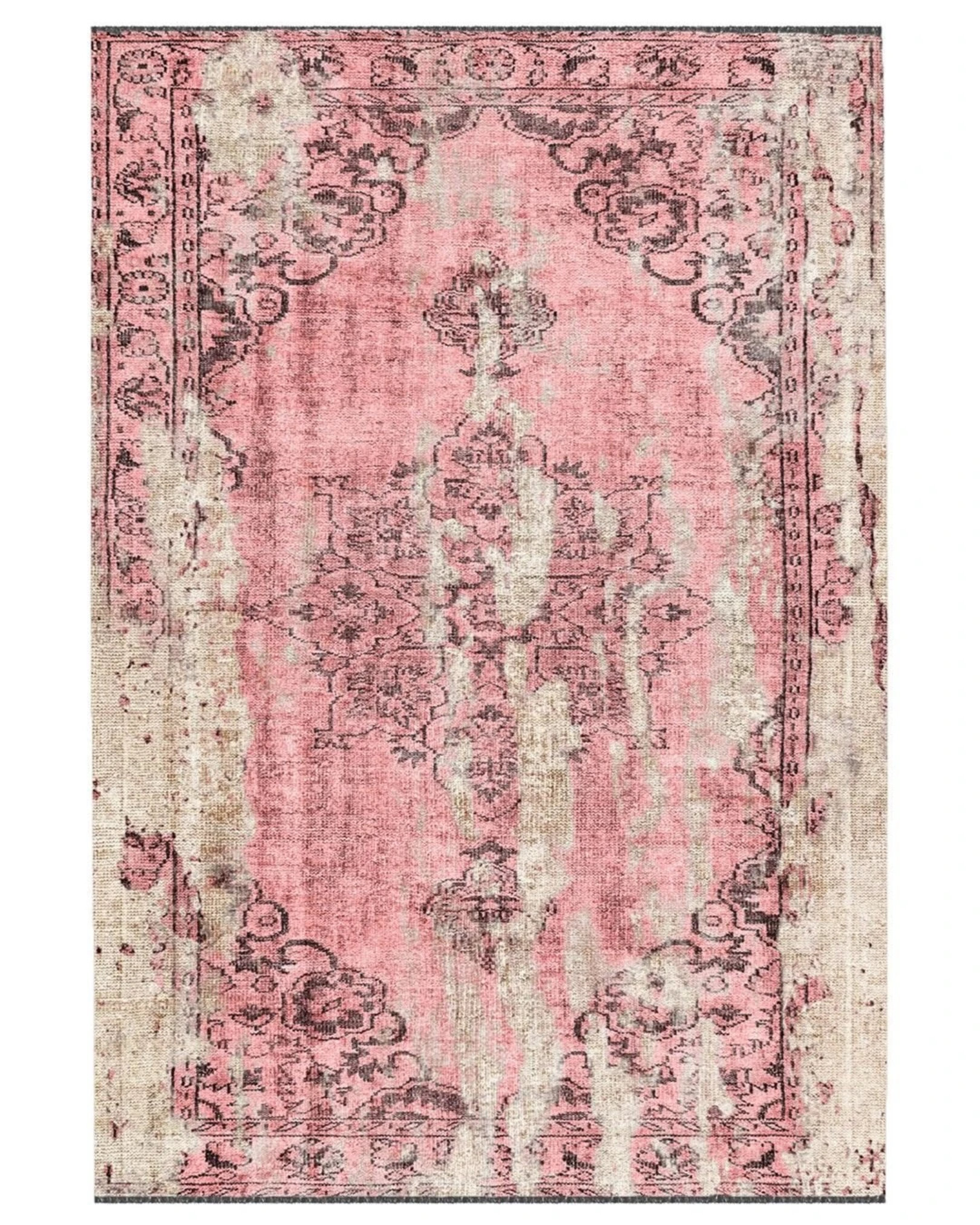 Dakota Fields Cece Oriental Pink Cream Machine Woven Cotton Polyester ...