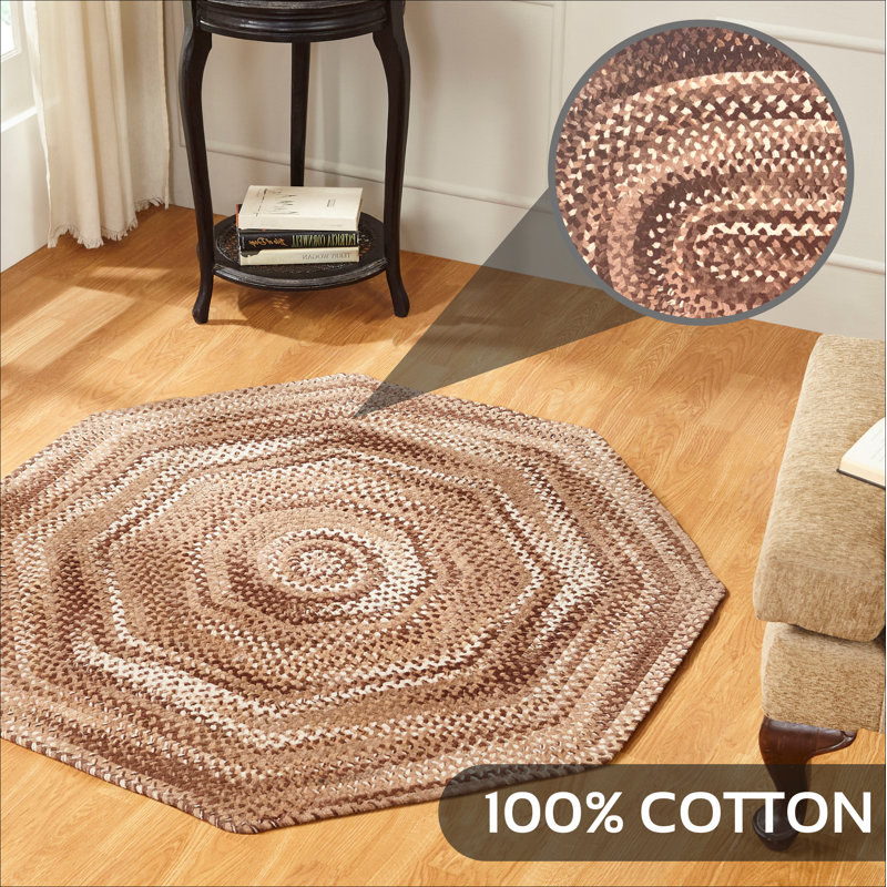 August Grove Quigley Octagon 100% Cotton chenille Braided Area Rug ...