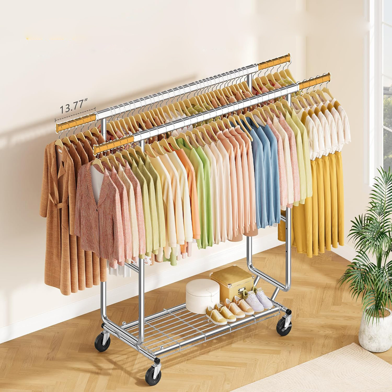 Rebrilliant Heavy Duty Rolling Clothes Hanger With Wheels | Wayfair