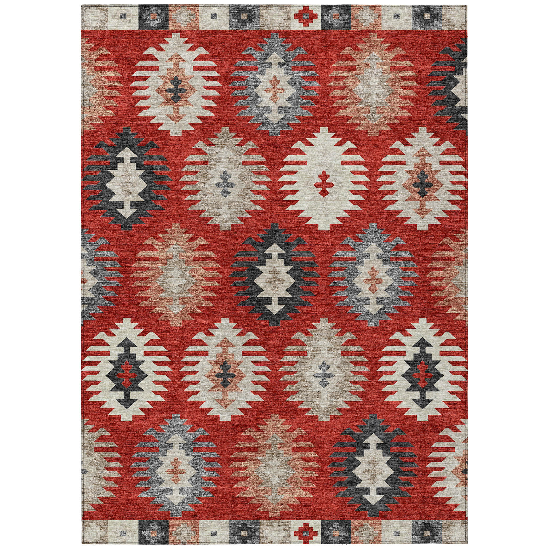 HomeRoots 8' X 10' Red Southwestern Washable Indoor Outdoor Area Rug ...